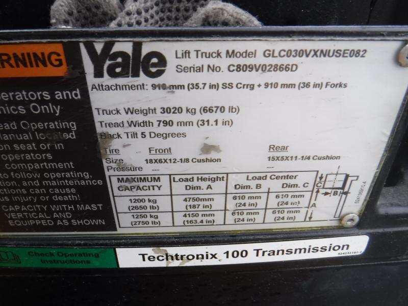 2000 Yale 30VX 3 Stage Propane Forklift with Side Shifter | Repo.com